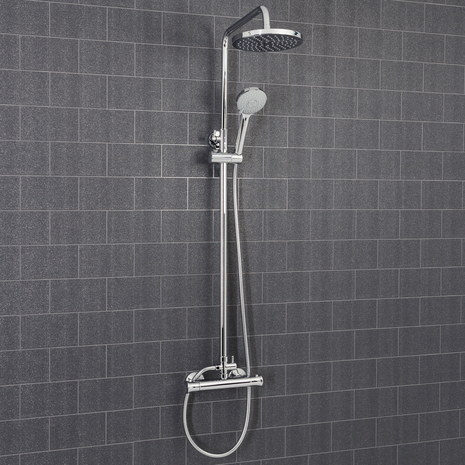 Bathroom Shower Mixer Thermostatic Set Twin Head Chrome Exposed Valve ...