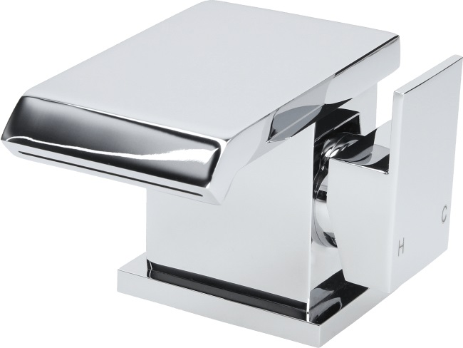 Modern Bathroom Waterfall Mono Basin Sink Mixer Tap Square Chrome ...