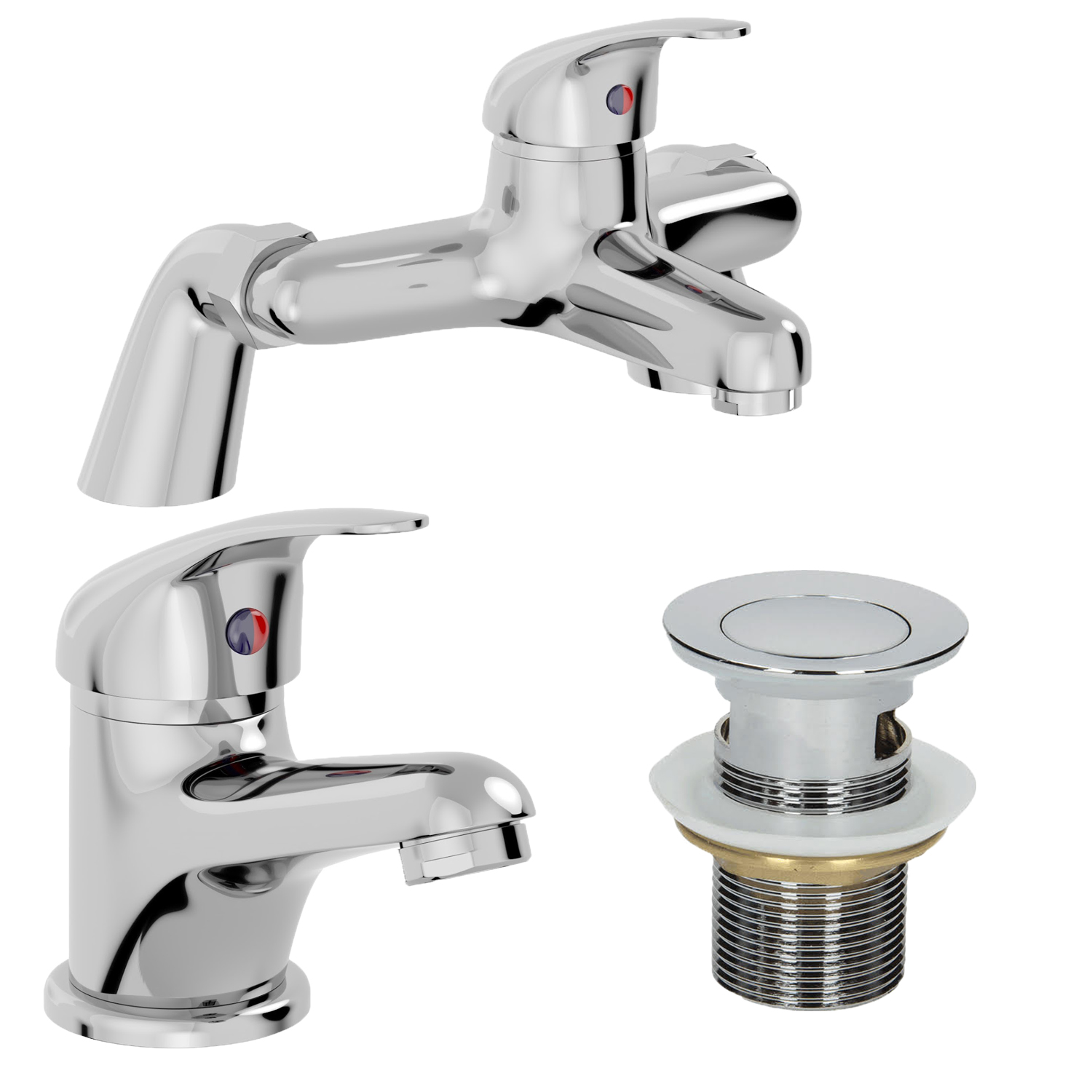 Bathroom Basin Mono Mixer Tap Bath Mixer Tap Slotted Waste Chrome ...