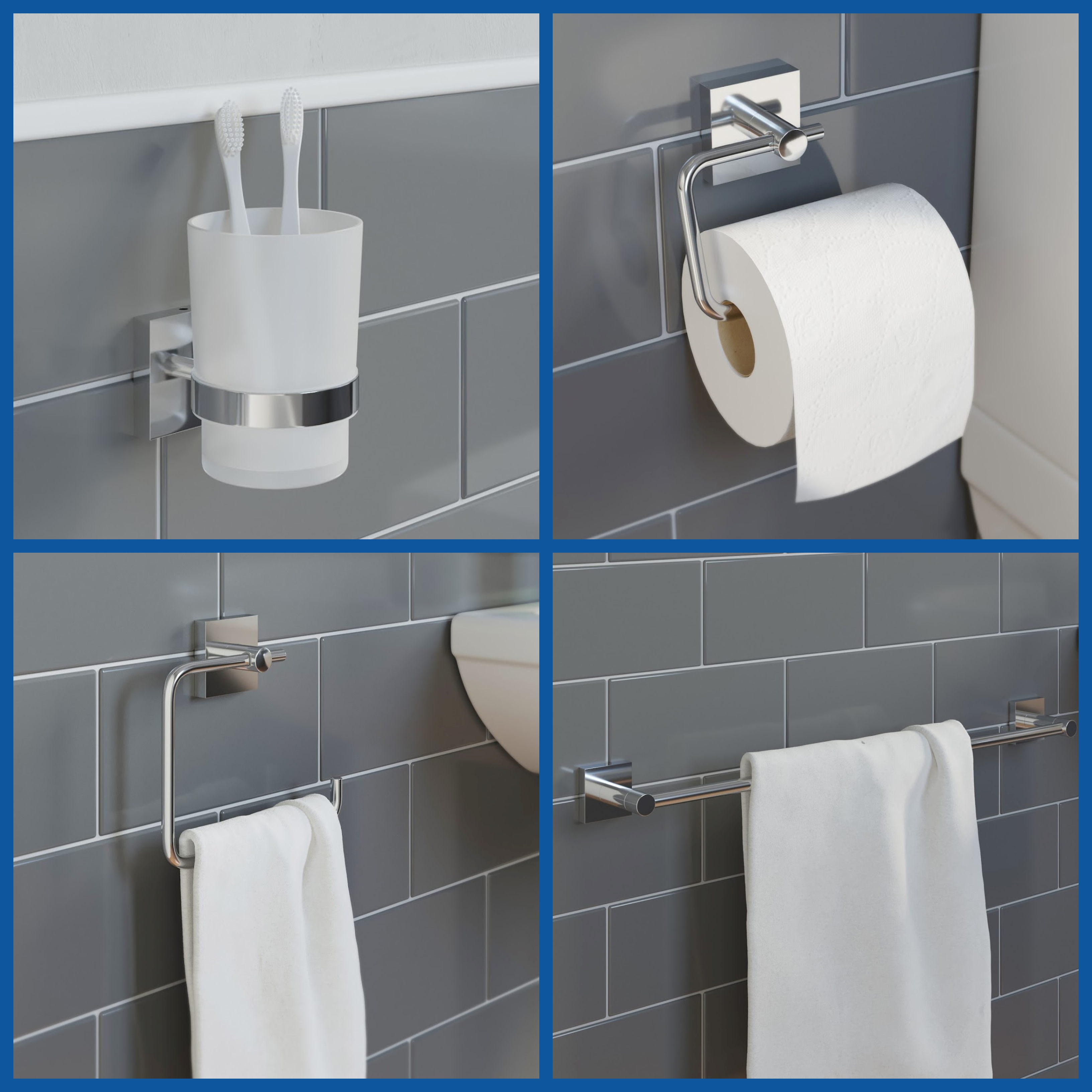 Bathroom Wc Robe Hook Toilet Roll Holder Tumbler Towel Rail Ring